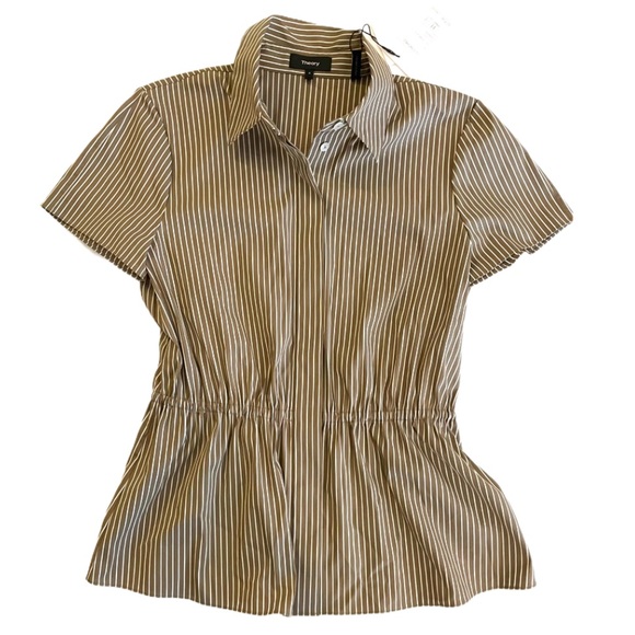 Theory | Tops | Nwt Theory Shortsleeve Cinched Shirt Small | Poshmark